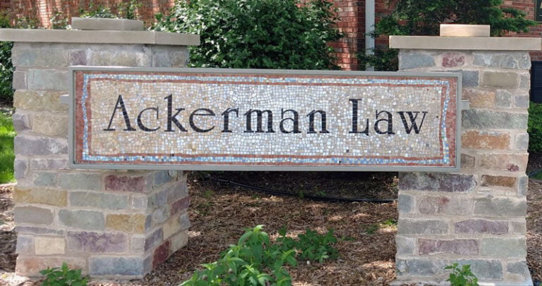 Ackerman Law Mosaic Sign - Springfield, Illinois Personal Injury Attorney